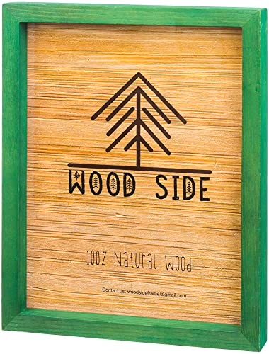 Green Wooden Picture Frame 11x14 - Natural Rustic Solid Wood Thick Borders, Wall Mounting and Desktop Photo Frames