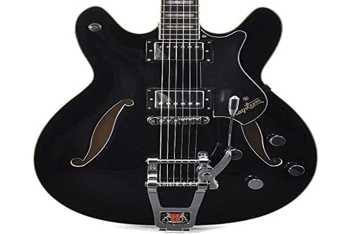 Hagstrom Tremar Viking Deluxe Semi-Hollow Body Electric Guitar - Black Gloss
