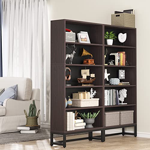 Tribesigns Tall Bookcase and Bookshelf, 70.8β Large Bookcases Organizer with 5-Tier Storage Shelves, Heavy Duty Free-Standing Library Bookshelf Shelving Unit for Living Room, Bedroom (Sandalwood)