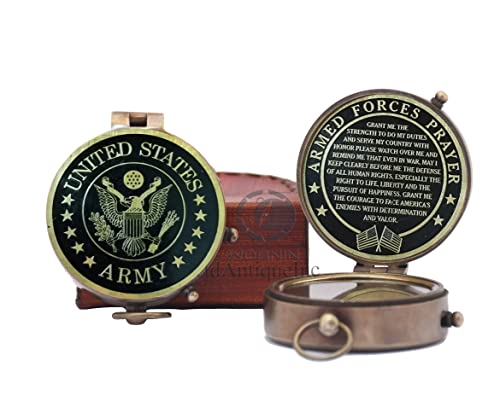 WOANIN U.S Army Gift, U.S Air Force, Engraved Navy Compass, Navy Gift, Navy Brass Compass, Retirement Gift, Personalized Compass, Antique Compass (U.S Army)