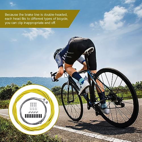 Universal Bicycle Transmission Line Bicycle Shift Derailleur Cable and Brake Cable Kit for Bicycle Mountain Road Bike Repair (Yellow)
