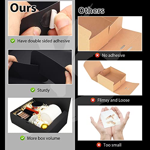 SWANGSA 16 Set Gift Boxes with Lids, 10.6''x8''x3'' Black Kraft Paper Gift Boxes For Presents, Bridesmaid Proposal Box with Ribbon and 70pcs Adhesive Dots,for Wedding, Packaging, Present, Birthday, Cupcake Boxes