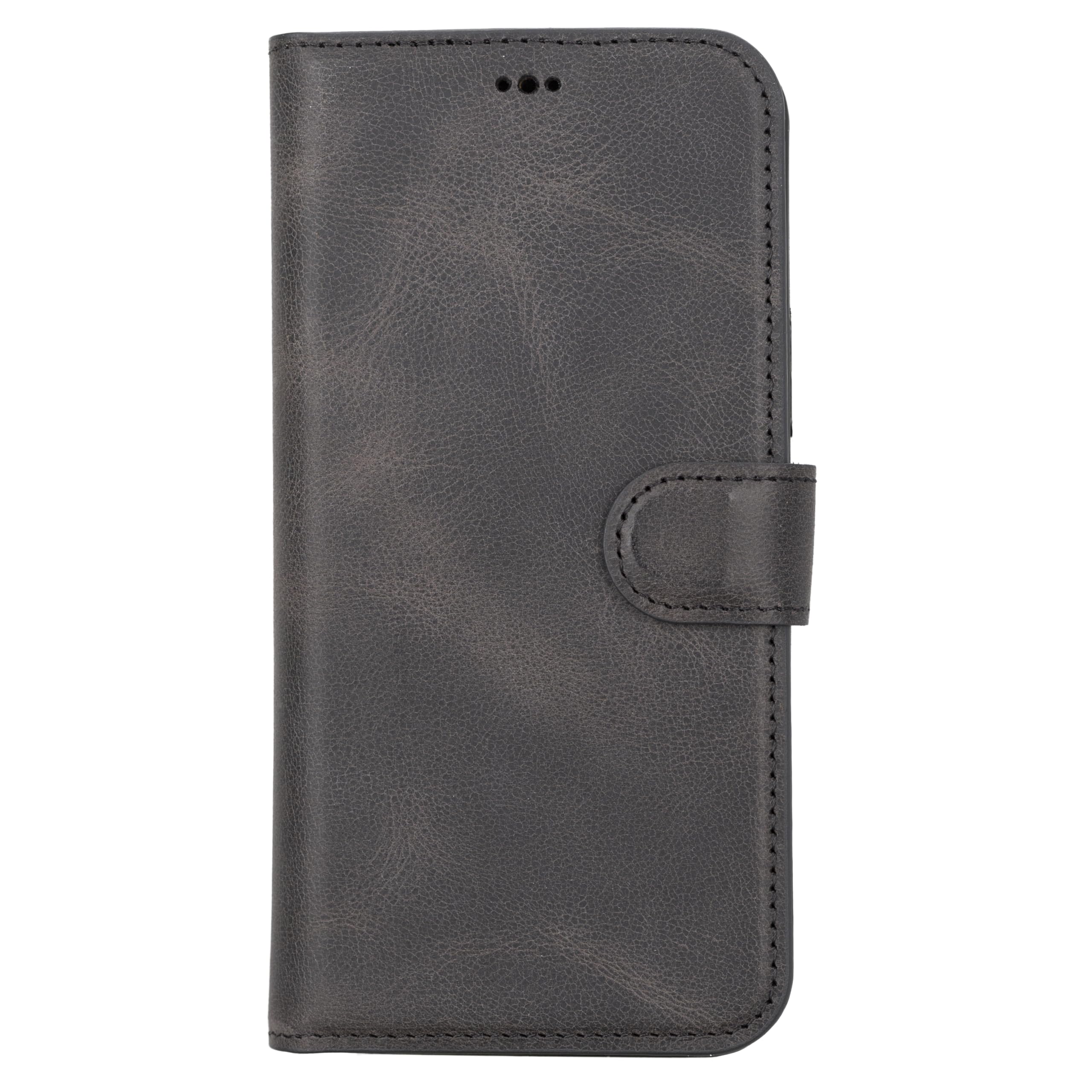 HARDISTON Genuine Leather Handmade Wallet Case Compatible with iPhone 14 Pro Max - MagSafe Compatible - Detachable Magnetic Flip Cover with Card Holders - Horizontal Kickstand (Amber)
