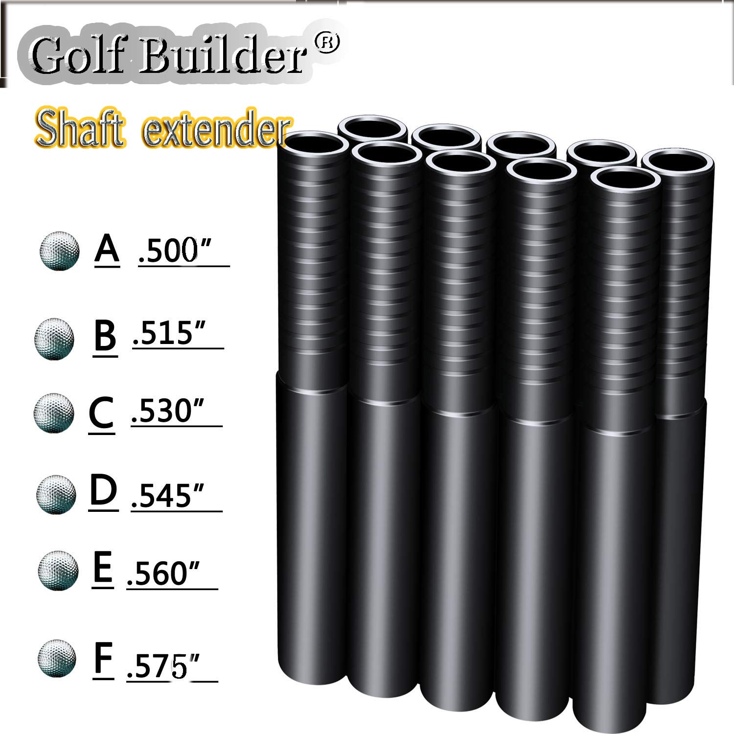 Golf Builder 10pcs Graphite Golf Shaft Extension Golf Shaft Extender (.530)