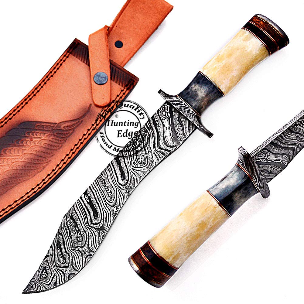 HE-815 Custom Handmade 15" Damascus Steel Hunting Knife, Perfect Grip, 100% Prime Quality