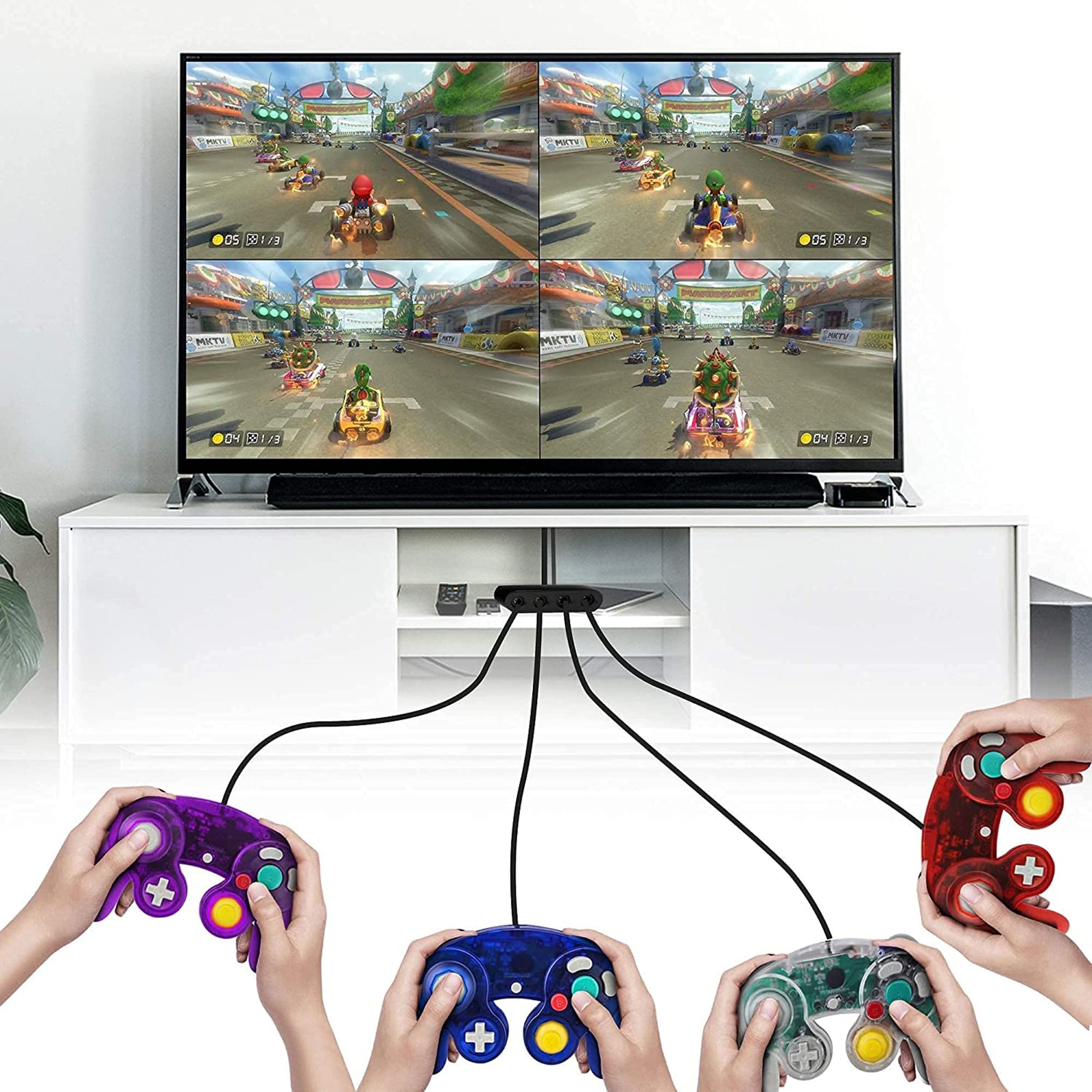 HEARNOX Switch OLED Gamecube Controller Bundle - with 4 Extension Cords 4 Joycon Grips