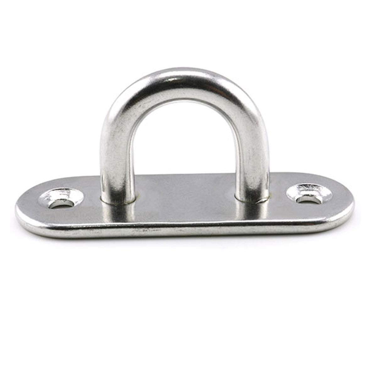 heyous 4pcs M6 Oblong Pad Eye Plates Ceiling Wall Mount U Hook Anchor Hanger Stainless Steel Staple Ring Hook Boat Yacht Shade Sail Tie Down Rigging