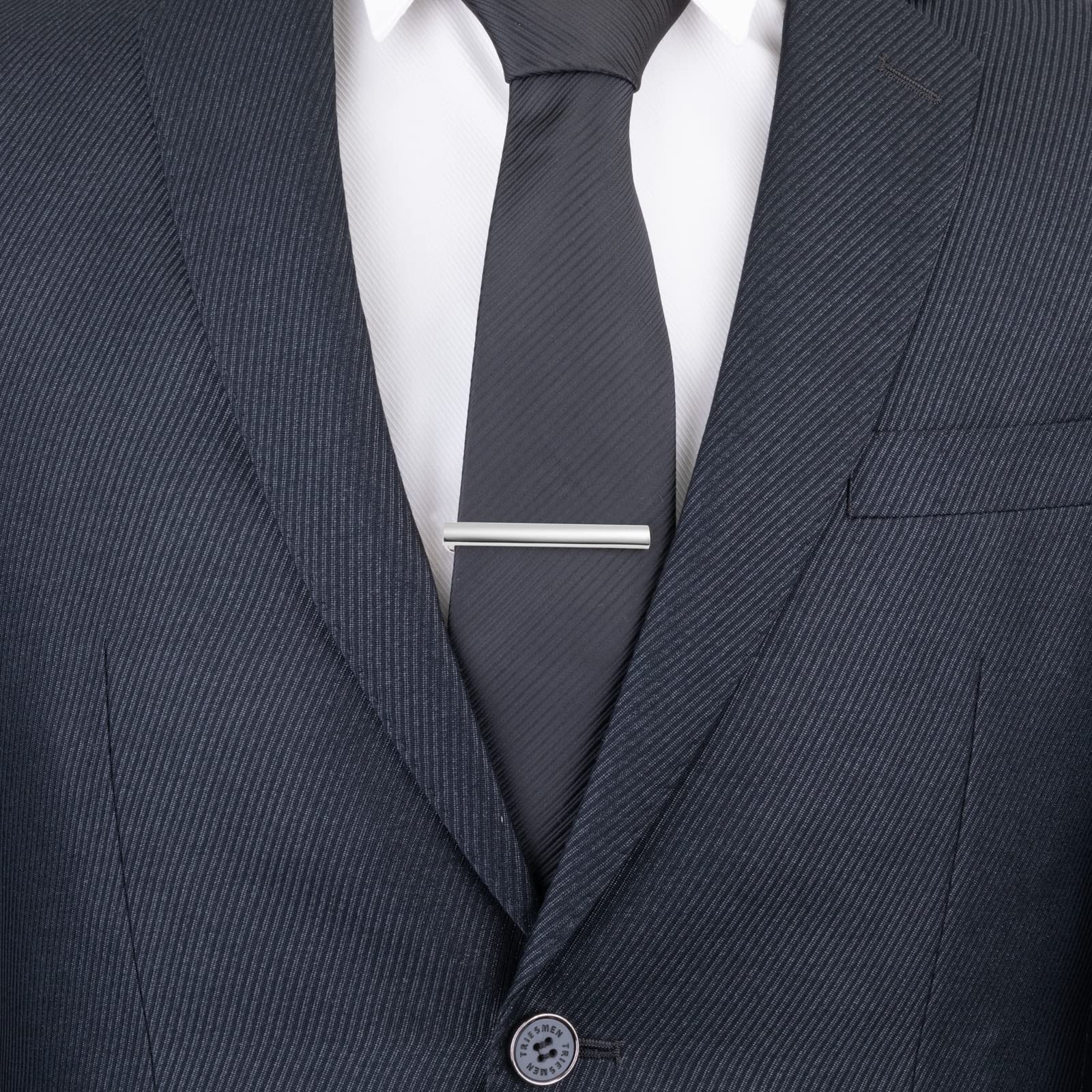 GWD Mens Tie Bar Clip 2.1 Inch, Silver-tone, Black, Gray (H style)