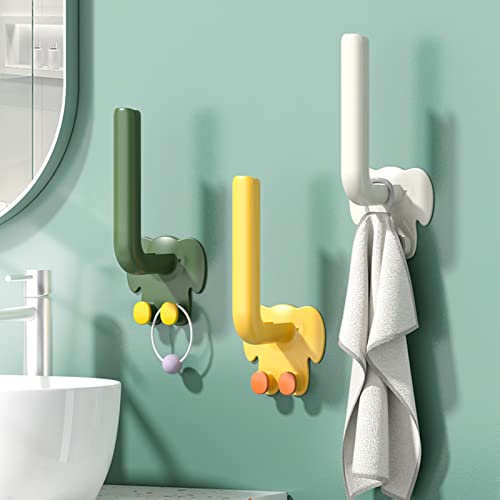 Smalibal 2Pcs Storage Coat Hooks Wall Hooks, Cartoon Elephant Pattern Hook Organizer Heavy Duty Wall Mounted Hooks, Hooks Decorative for Wall Hanging Coats, Key, Cup, Cloth, Hat White