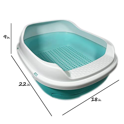 Tom & Sora Creations Large Sifting Litter Box Optimized for Pine Pellet Litter - Cat, Kitten, Rabbit and Other Small Animals, Drawer System, Odor Control, Easy to Clean (Turquoise)