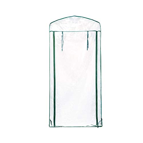 Worth Garden Replacement Cover for 4 Tier Mini Greenhouse - Applicable Size 75'' H x 27'' L x 19'' W - with Roll-Up Zipper Door - Clear Cover Only - G303B00