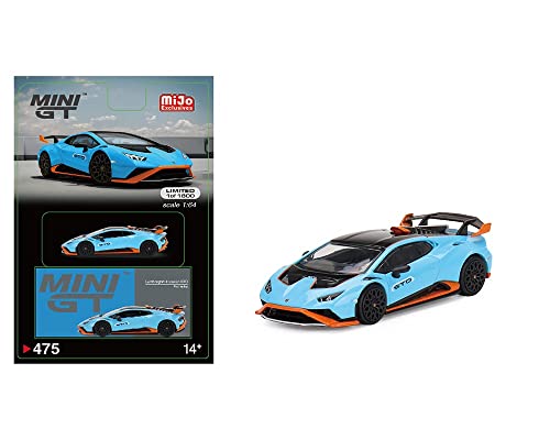 True Scale Miniatures Model Car Compatible with Lamborghini Huracán STO Blu Laufey Sky Blue 1/64 Diecast Model Car MGT00475