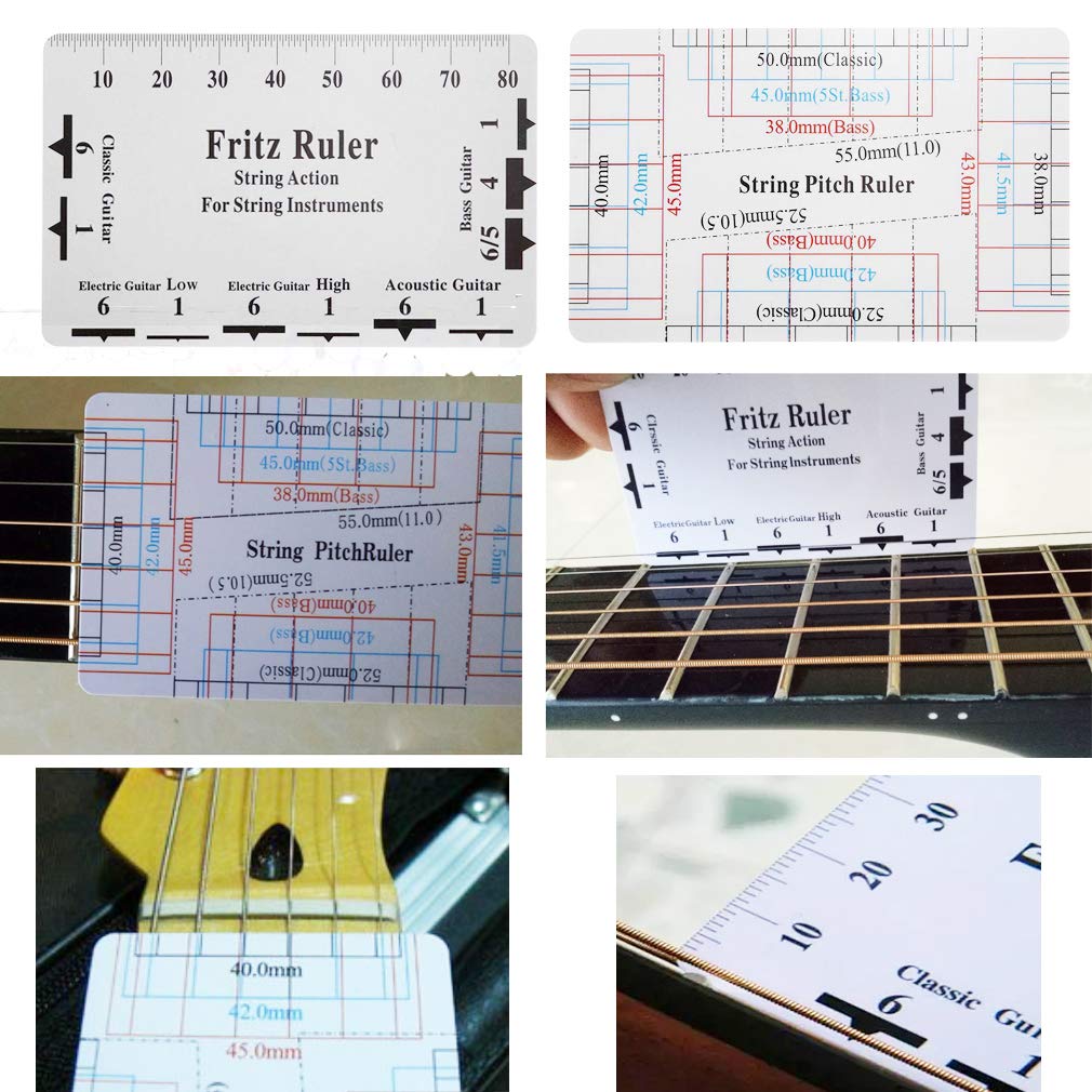 Guitar Tool Kit Repairing Maintenance Tools String Organizer String Action Ruler Gauge Measuring Tool Hex Wrench Set Files Fingerboard Guard Understring Radius Gauges Guitar Fret Rocker Leveling