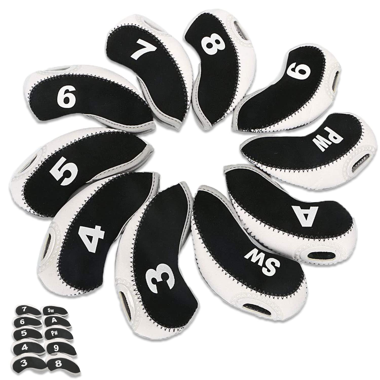 Golf Iron Covers 10pcs/set Neoprene Many Color Choice Closely Protector for Club Mens Elasticity Protable(3-9 Pw A Sw) Number