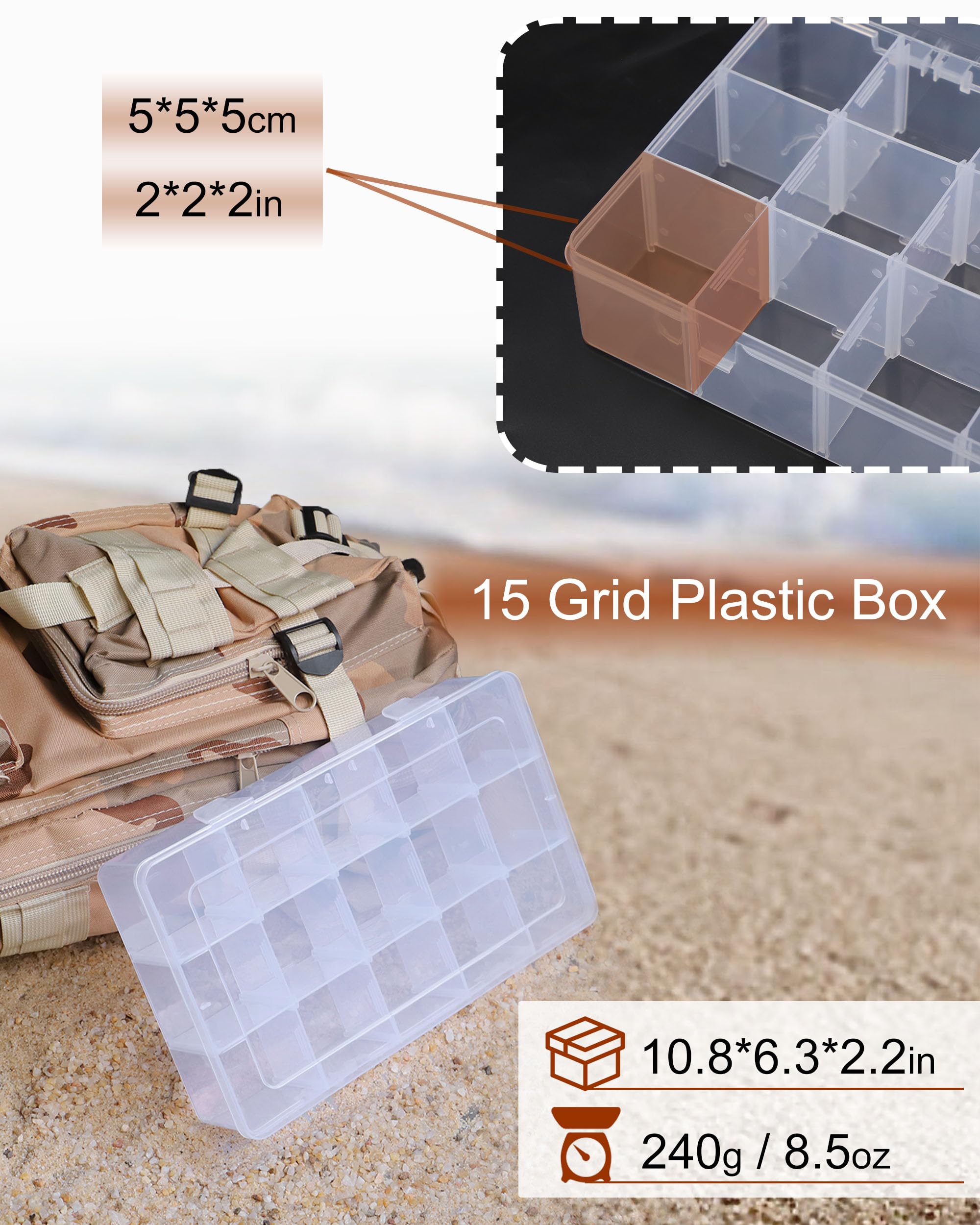 Wxvhji Tackle Box Organizer Plastic Organizer 3 Pack Bead Container Plastic Organizer Box with Dividers Plastic Jewelry Box Large 15 Grid Craft Organizer