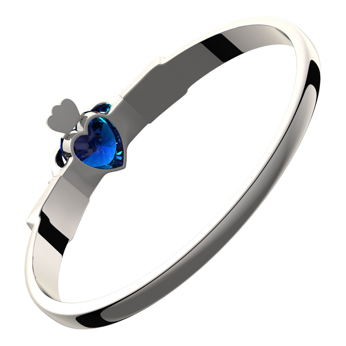 GWG Women's Rings Gift Sterling Silver Claddagh Ring with Heart Shaped Sapphire Blue Zircon Stone under Crown - 8 for Women