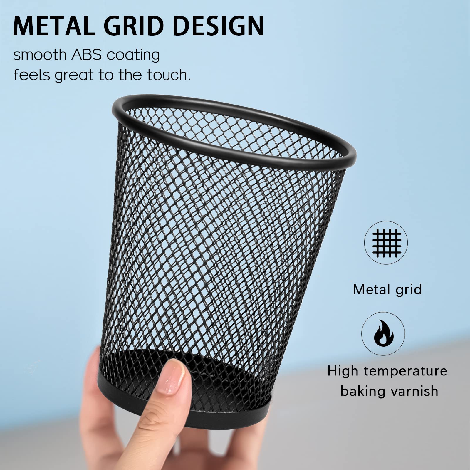 Gwybkq Pen Holder for Desk Mesh Pen Cups Metal Pencil Holder 12 Packs Desk Organizers and Storage