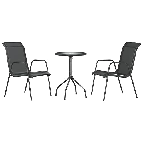 WFAUIBR Dining Set 3 Piece Patio ，Conversation Sets with Coffee Table ，for Portico, Backyard, Balcony, Pool Side, Garden, Living Room，Black/A