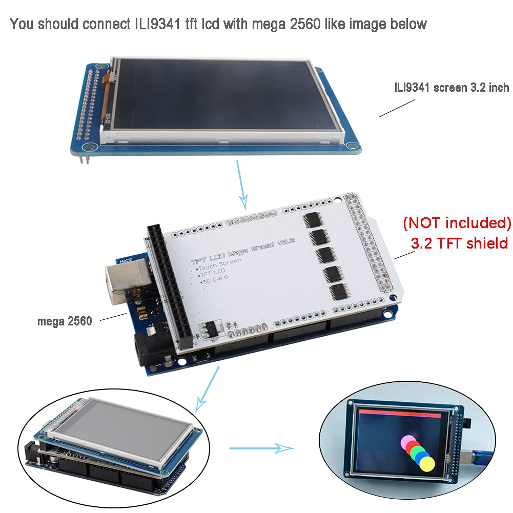NEXTION 3.2 inch ILI9341 TFT Display + LCD Mega Shield Expansion