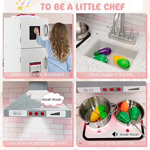 HONEY JOY Pink Corner Kids Kitchen Playset