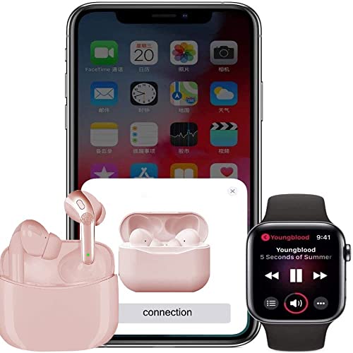 Wireless Earbuds,IPX5 Waterproof Bluetooth Earbuds Stereo Earphone, Bluetooth 5.0 in-Ear Earbuds with Wireless Bluetooth Headphone 30H Playtime, for iPhone/Android (Pink)