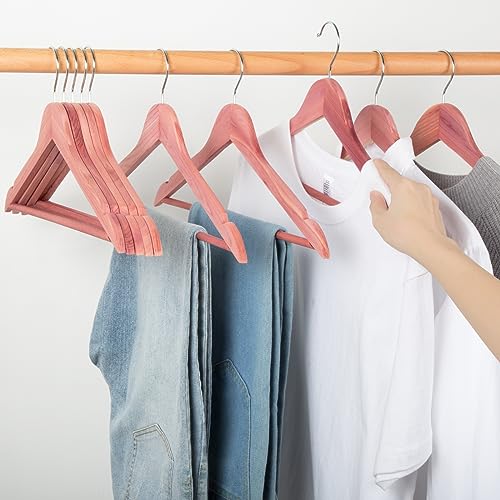 ROSOS Cedar Hangers for Closet 20 Pack, Wooden Hangers with Smooth Notches, Sturdy Cedar Wood Coat Hangers with 360 Rotating Hook Great for Refresh Closet