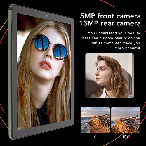PUSOKEI 10.1 Inch Tablet for Android 11,MT6592 8 Cores 2.5GHZ CPU,6GB 128GB Storage,Front 5MP Rear 13MP Dual Camera,1960x1080 IPS HD Screen,Dual Band 2.4G/5G WiFi(Green)