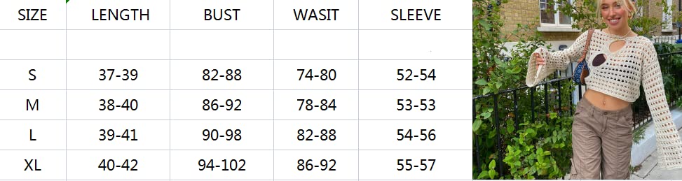 Women Hollow Out Crochet Knit Crop Tops Color Block Long Sleeve Square Neck Fall Sweaters Tops