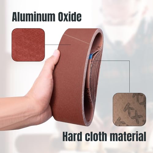POWERTEC 110860 3 x 18 Inch Sanding Belts, 40 Grit Aluminum Oxide Belt Sander Sanding Belt for Portable Belt Sander, Wood & Paint Sanding, Metal Polishing, 10PK