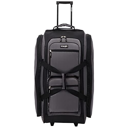Wrangler Wesley Rolling Duffel Bag, Charcoal Grey, Large 30-Inch