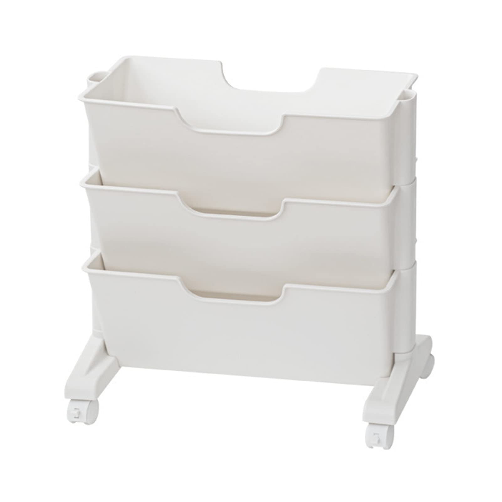 White 3-Tier Rolling File Cart, Utility Cart with Spinner Wheels Classroom Desk Side Bookshelf for Students, Teachers, File Organizer and Classroom, Library Storage Bookshelves
