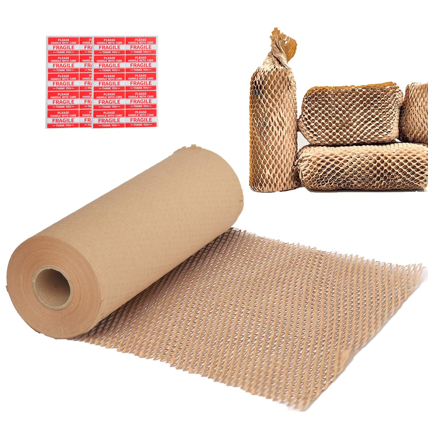 Honeycomb Packing Paper,12''x 200'Honeycomb Cushioning Wrap Roll for Moving Shipping Packaging Gifts, Recyclable Biodegradable Honeycomb Paper Moving Supplies Bubble Paper Wrapping Protective Roll