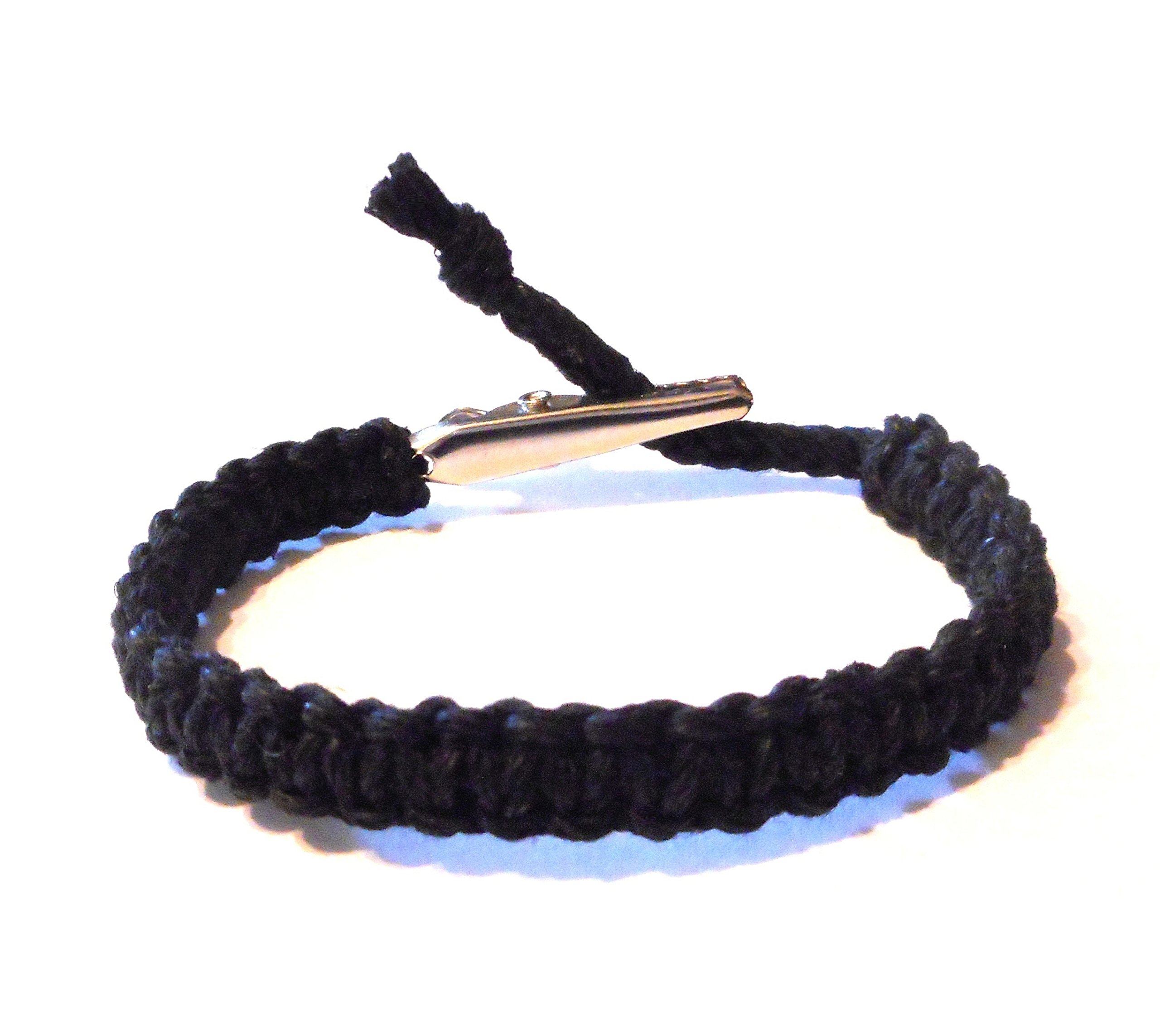 Hempnotic Jewelry Adjustable Alligator Clip Mens or Womens Black Hemp Bracelet - Handmade