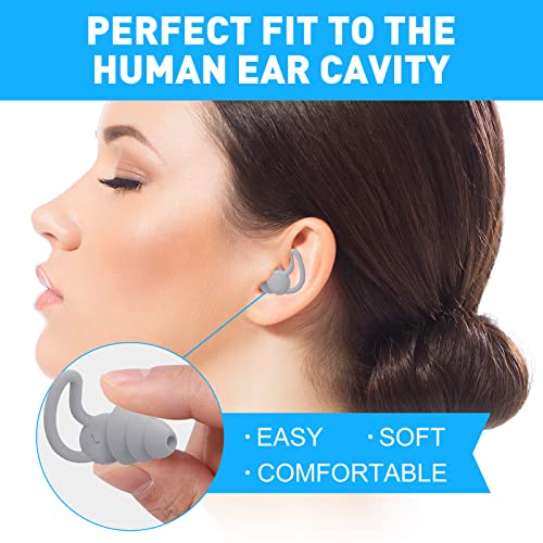 SCOBUTY Ear Plugs for Sleeping Noise Cancelling,Noise Cancelling Plugs, Work, Travel, and All Loud Events,Grey