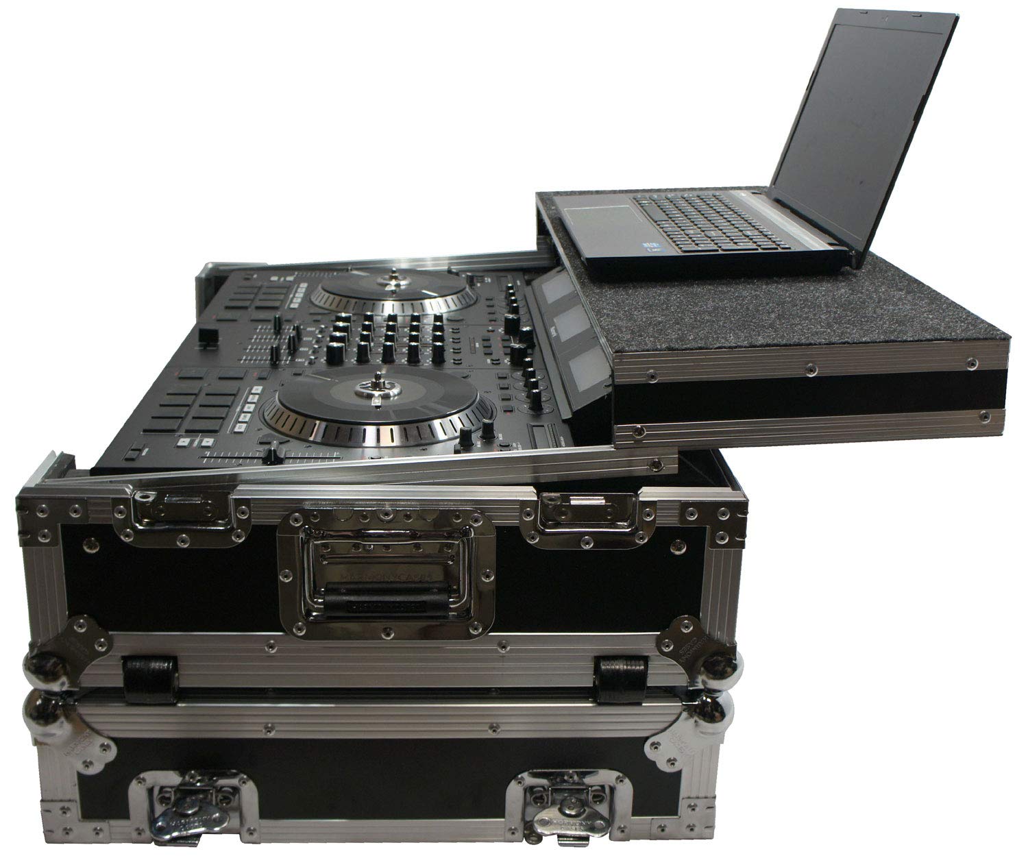 Harmony Audio HCNS7IIWLTTR Flight Glide Laptop Stand Road DJ Custom Case Compatible with Numark NS7III