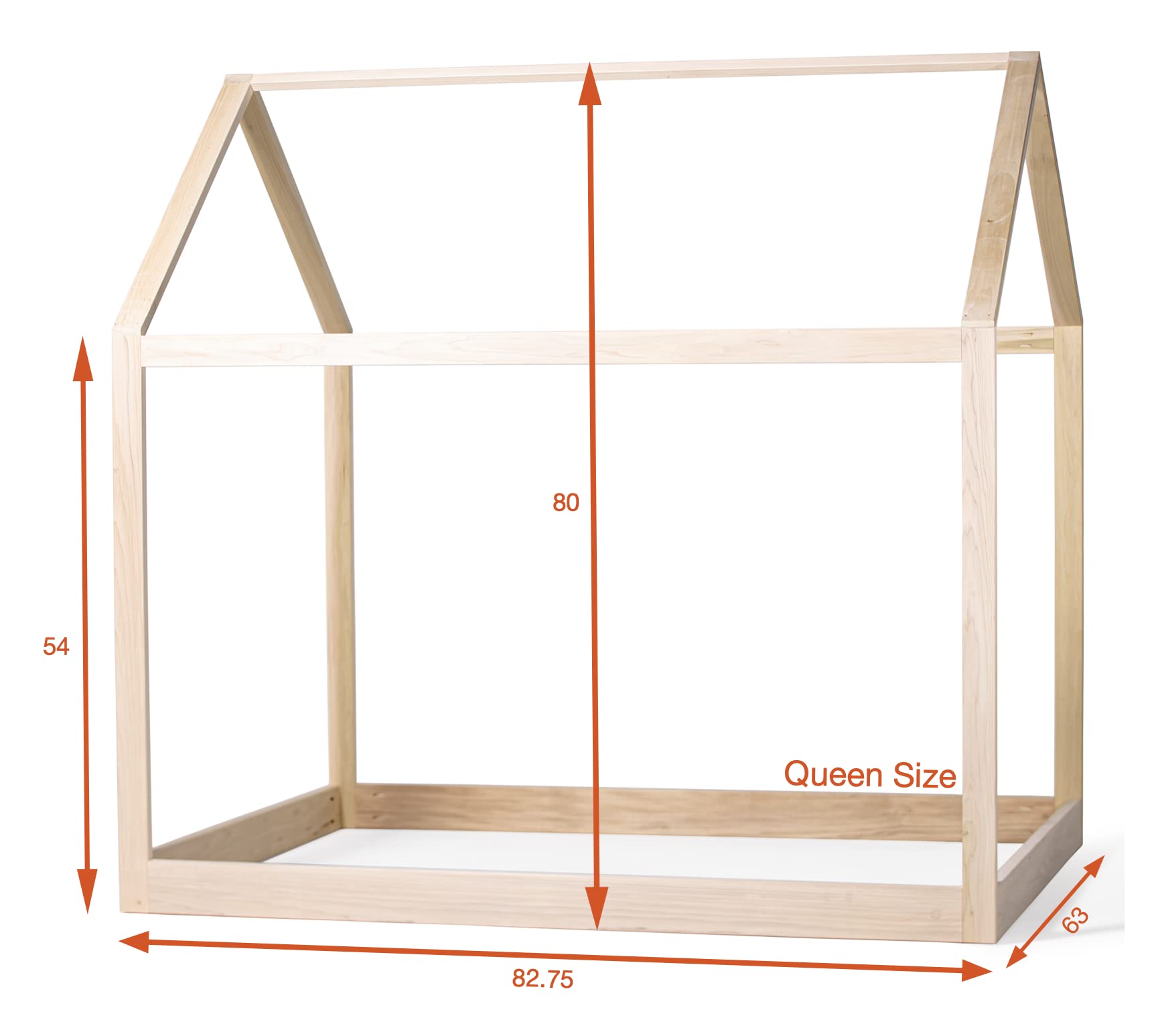 Montessori House Bed Frame Twin Full or Queen Solid Wood MADE IN USA