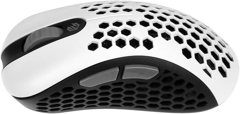 Gwolves Skoll Mini SK-S White 50g Ultralight Weight Honeycomb Design Ergonomic Wired Gaming Mouse with 3389 Sensor - PTFE Skates - 16,000DPI - Detachable Cable (White) (Small)
