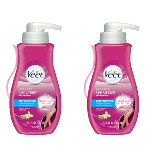 Hair Removal Cream – VEET Silk and Fresh Technology Legs & Body Gel Cream Hair Remover, Sensitive Formula with Aloe Vera and Vitamin E, Pump Bottle, 13.5 Fl Oz (Pack of 2)