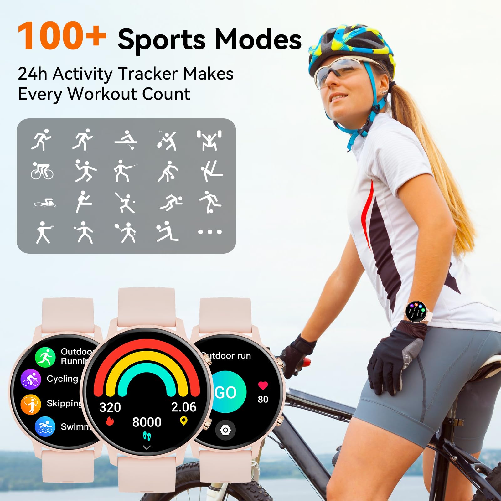 Smart Watch, Bluetooth Call Smartwatch for Men and Women,Monitoring Heart Rate/Sleep/Blood Oxygen/Pedometer,1.39-inch Fitness Tracker with Multiple Sports Modes,Smartwatches fit for IOS and Android