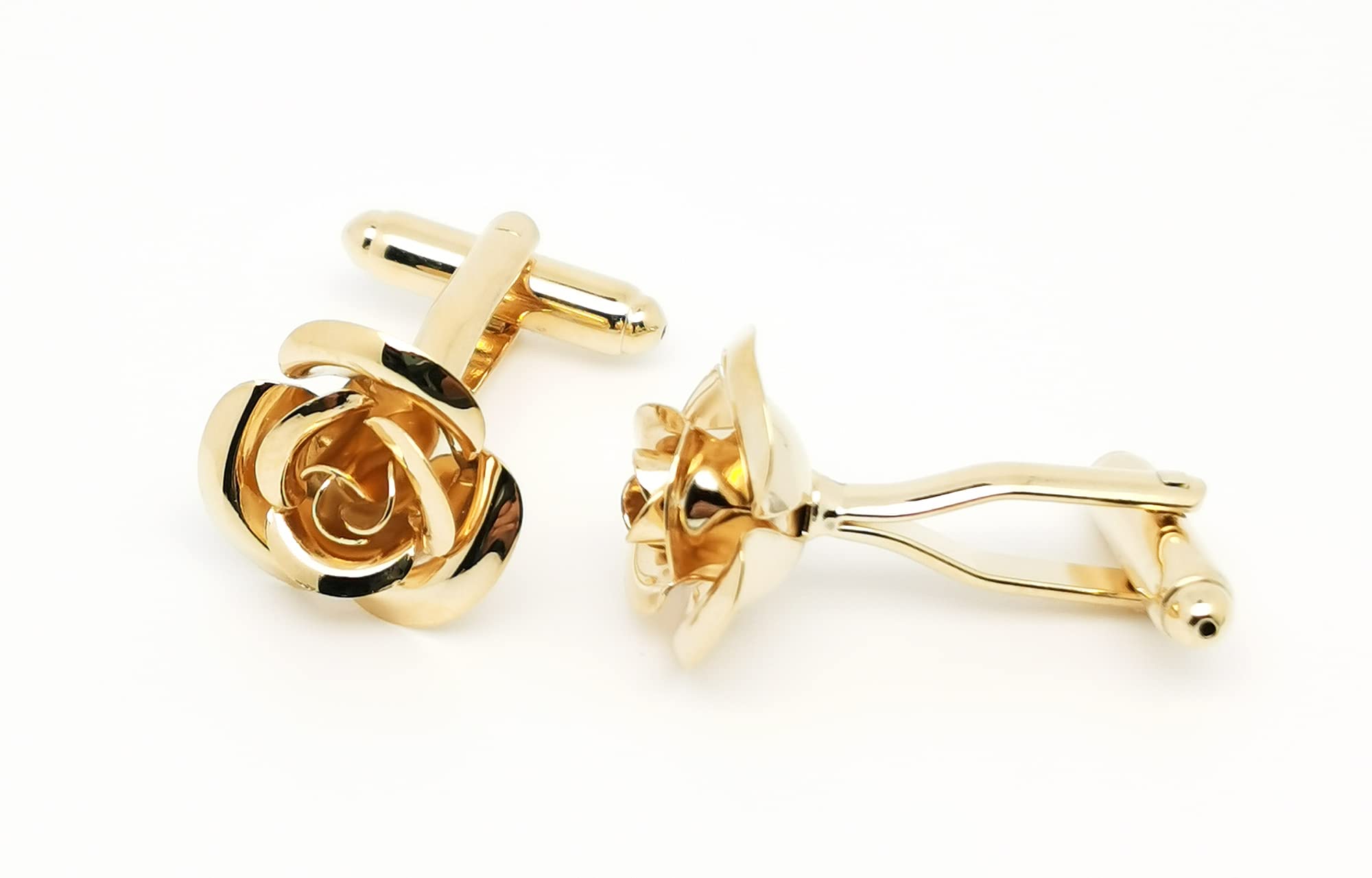 Jonwo Rose Gold Flower Shape French Shirt Jewelry Cufflinks Stainless Tuxedo Cuff Links Buttons With Gift Box for Business Wedding