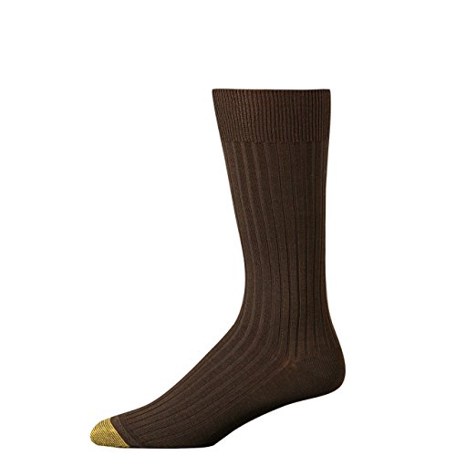 GOLDTOE Men's Classic Canterbury Crew Dress Socks, 3-Pairs, Brown, Large