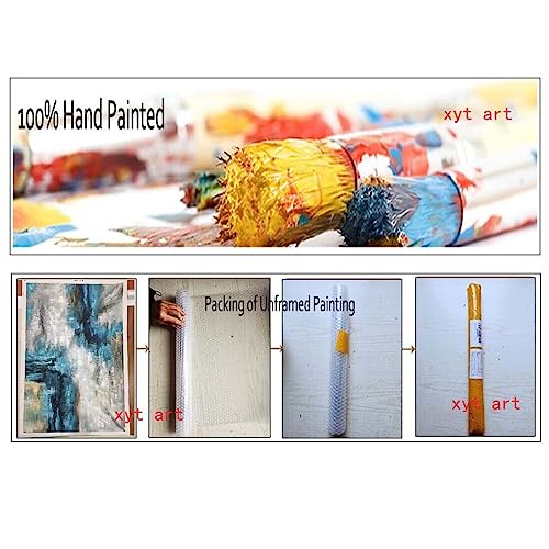 Hand Painted Oil Painting On Canvas Abstract Blue Seascape 3D Colorful Modern Painting Wall Art,31inx31in,No Frame