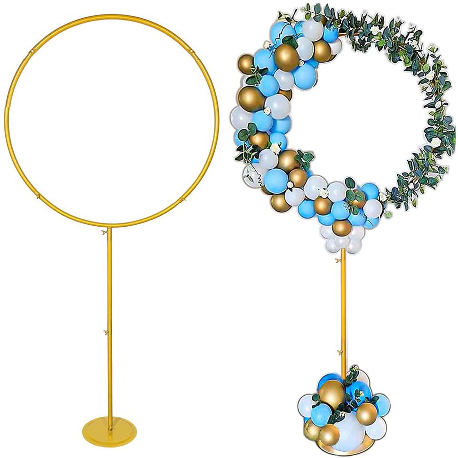 gooatry Metal Round Backdrop Stand,Gold Balloon Arch Stand, Balloon Circle Frame, Round Balloon Column,Arch Photography Backdrop Stand for Wedding,Party,Birthday,Event Decor,(1.7M5.6FT) 1pack