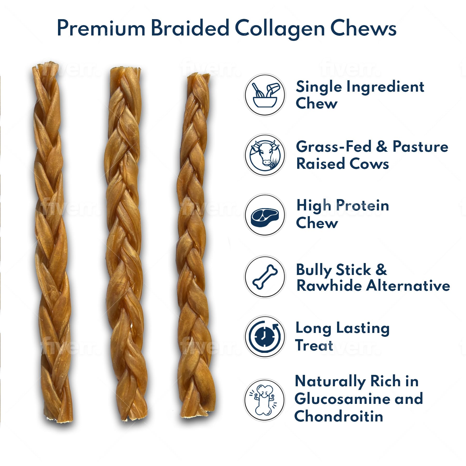 Scouts Essentials - 12β Premium Braided Collagen Chews 1 Pound 100% Natural Pure Grass-Fed Beef Single Source Treat Long Lasting Aggressive Dog Chewers Medium Large Dogs Muscle Growth