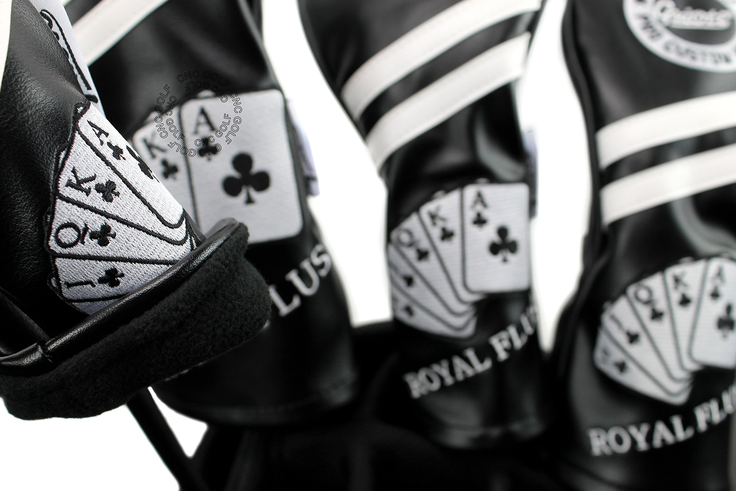 Guiote Royal Flush 1 3 5 H Golf Headcover Black Vintage Retro Poker Driver Fairway Wood Hybrid Cover