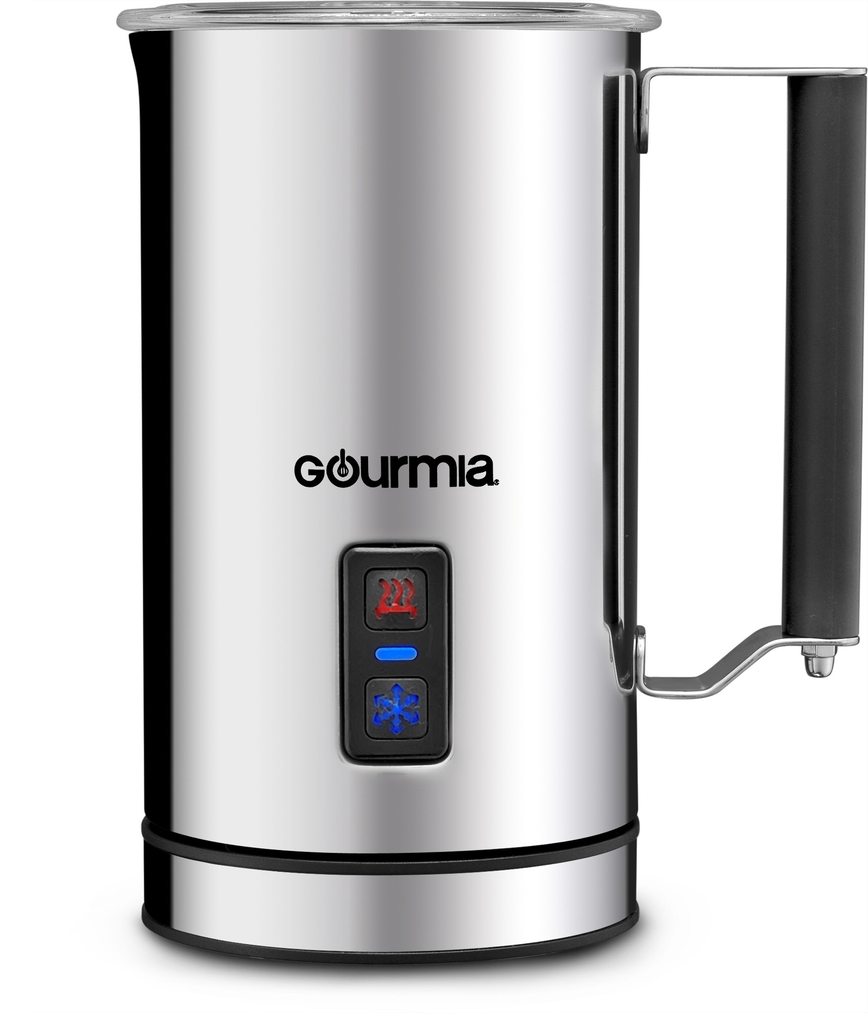 Gourmia GMF215 Cordless Electric Milk Frother & Heater, 3 Function, Detachable Base for Easy Serving, Stainless Steel, Silver