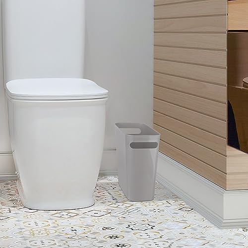 Vtopmart 4 Pack Plastic Small Trash Can, 1.5 Gallon/5.7 L Office Grey Bin with Built-in Handle, Slim Waste Basket for Bathroom, Bedroom, Home Office, Living Room, Kitchen