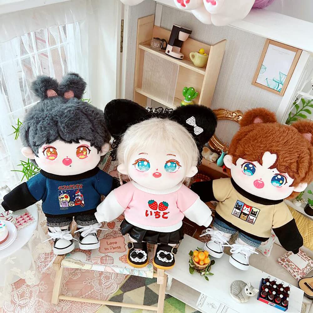 niannyyhouse 20cm Plush Doll Clothes Loose Long Sleeve Sweatshirt Accessories Kpop Doll Dressup (Brown)