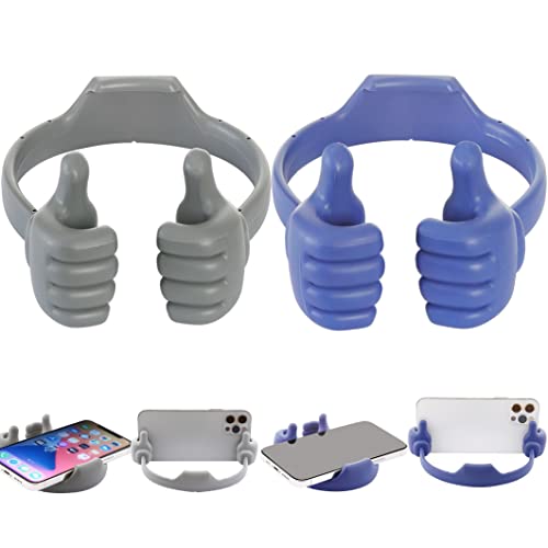 Honsky Thumbs up Cell Phone Stand Holder, Ok Stand Tablet Stand Cradle for Desk Desktop Smartphone Cellphone Mobile Phone Tablets - Universal Adjustable Flexible - Flag Blue, Grey