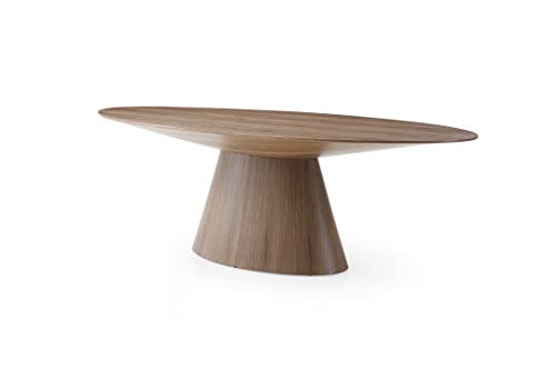 Whiteline Modern Living Dining Walnut Bruno Oval Table in Gray Oak or Natural Veneer